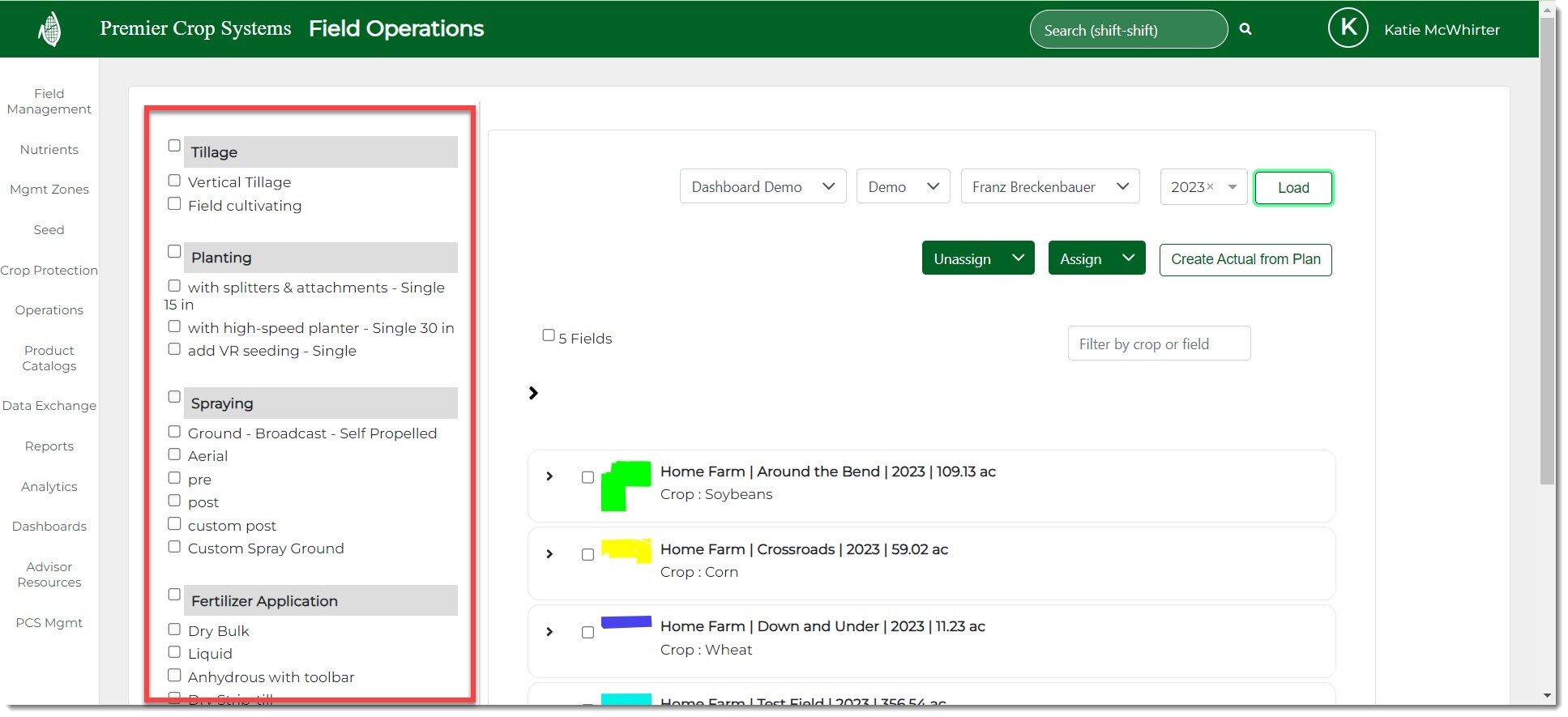 How to Assign Operations to Fields